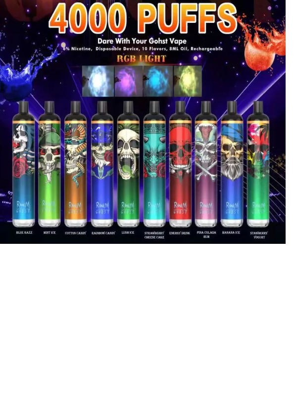 USA Hot sale vape pen RM disposable RGB Lights glows vaper 4000puffs ...