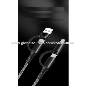 China USB C Multi Fast Charging Cable PD 60W Nylon Braided Cord 4-in-1 ...