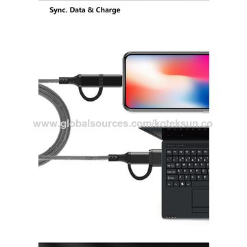 China USB C Multi Fast Charging Cable PD 60W Nylon Braided Cord 4-in-1 ...