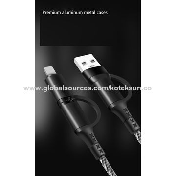 China USB C Multi Fast Charging Cable PD 60W Nylon Braided Cord 4-in-1 ...