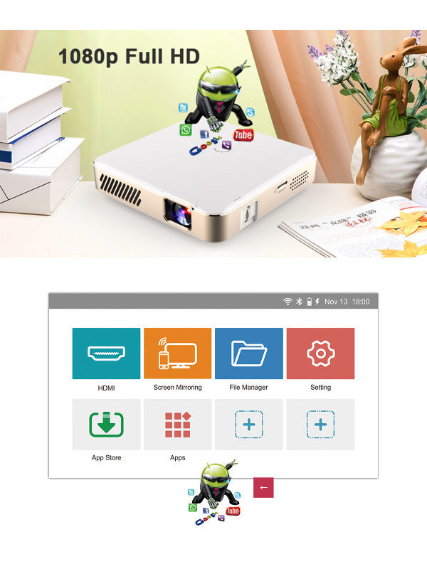 China Full HD Native 1080P Projector Mini Projector DLP android smart ...
