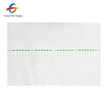 China Cotton and linen Security special paper with green blue window ...