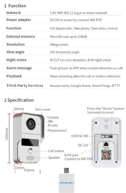 China 2021 smart home 1080P POE Tuya WiFi Video Doorbell woks with ...
