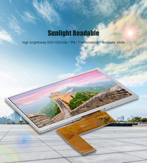 China Kingtech 7inch 40pin high brightness 500/1000nits 800x480 touch ...