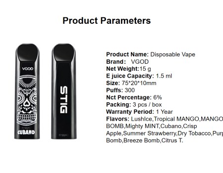 Authentic VGOD STIG Salt Nicotine Stig 300 puff disposable Vape ...