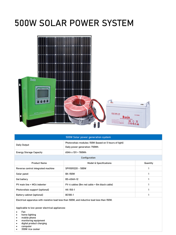 500W Off-grid Portable Solar Power System, solar system PV system 1kw ...