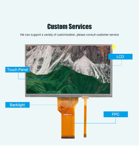 Kingtech 7 inch display 50pin outdoor high brightness 1000nits 800x480 ...