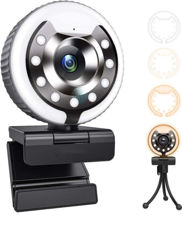 China HD Webcam with Light, 3 Level Adjustable Brightness FHD 1080P USB ...