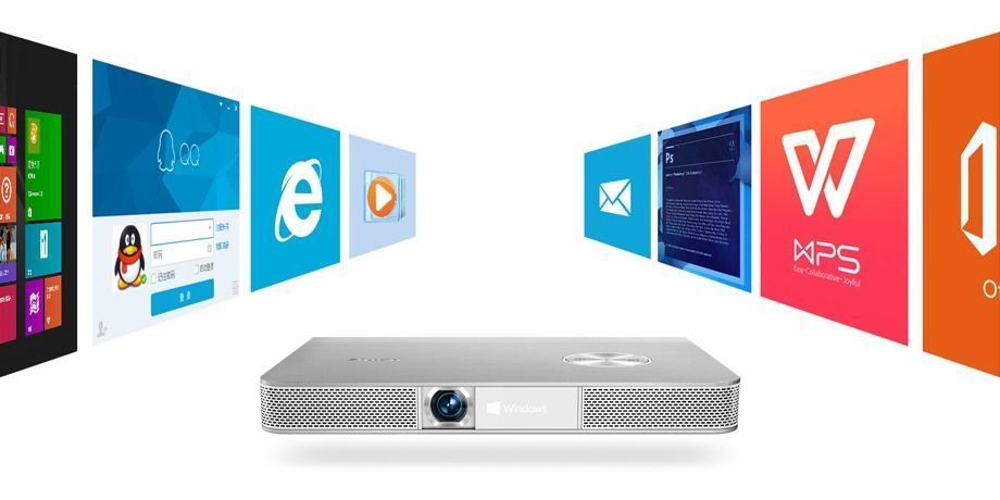 Hotus Windows 10 Smart DLP Projector 1080P Screenless Computer ...