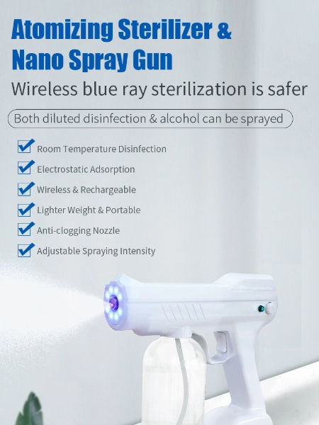 China DS350 Sprayer Wireless Disinfection Blue light Atomizer Nano ...