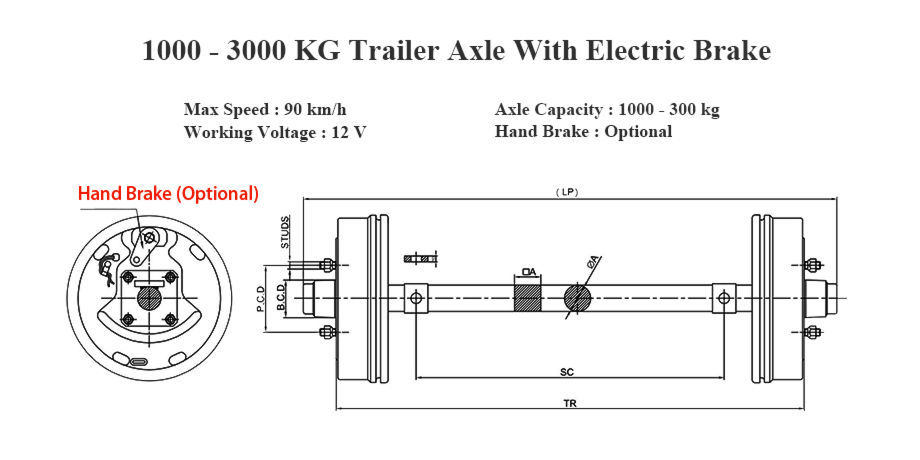 China 1000 - 3000 KG Trailer Axle With Electric Brakes on Global ...