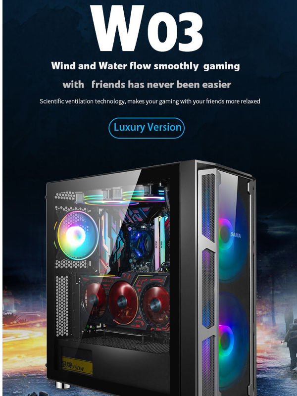 China AOJIIE W03 elegant pc case computer tempered glass gaming ...