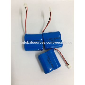China 18350 lithium ion battery pack 2S1P 7.4V 850mAh on Global Sources ...