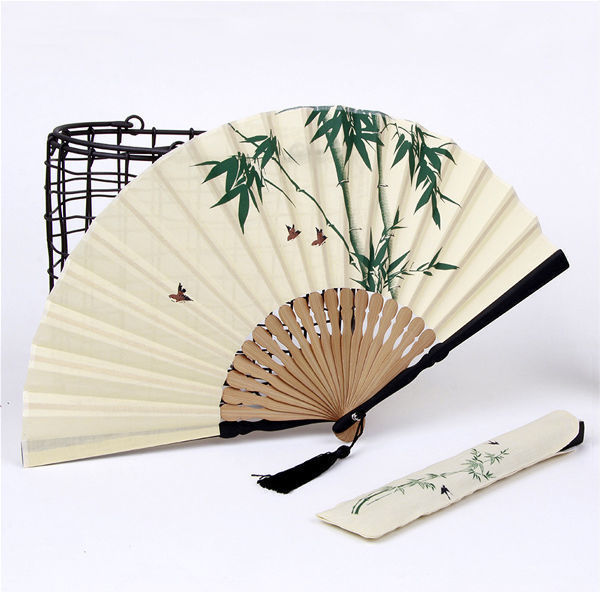 China Summer beautiful Bamboo Portable Custom Printed Folding logo Hand ...