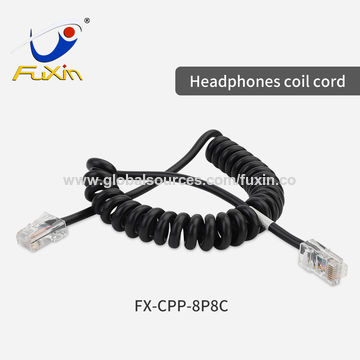 China Handphones Coil Cord with 8P8C Plug, Gold Plate and 2m Cable ...