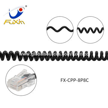 China Handphones Coil Cord with 8P8C Plug, Gold Plate and 2m Cable ...