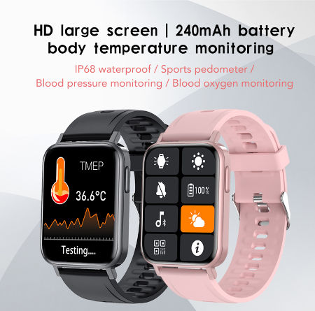 1.65 inch T10pro smart watch body temperature heart rate blood pressure ...