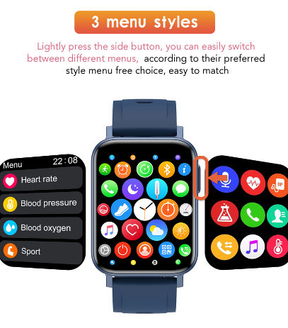 1.65 inch T10pro smart watch body temperature heart rate blood pressure ...