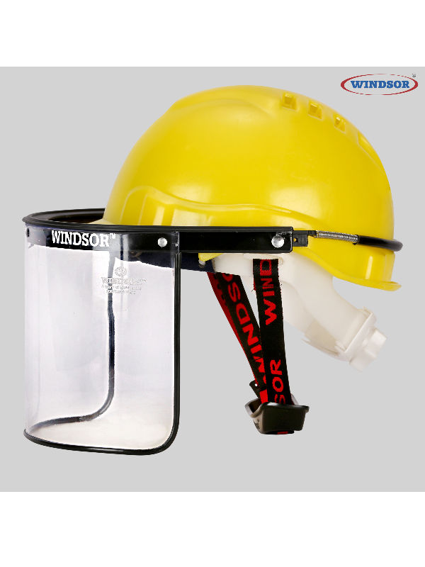 India Windsor Safety Helmet (Ratchet) With Spring Face Shield ...