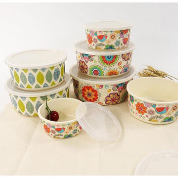 China Bamboo container fridge food storage container round bowl for ...