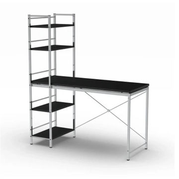 China Modern home Black and Chrome Computer Desk with Shelves on Global ...