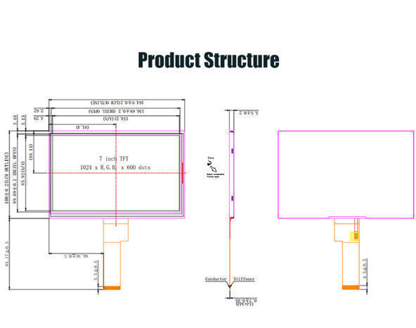 China Kingtech 7 inch display 1024x600 high brightness display driver ...