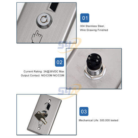 China Stainless steel door release key switch access emergency switch ...