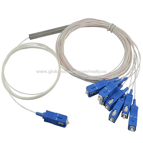 China FTTH 2x16 PLC Splitter/ Mini Steel Tube 1M G657A1 fiber 0.9mm on ...