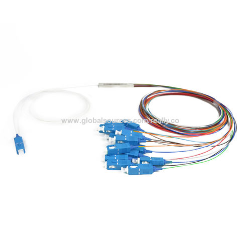 China FTTH 2x16 PLC Splitter/ Mini Steel Tube 1M G657A1 fiber 0.9mm on ...