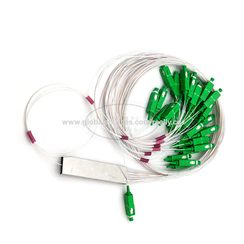 China FTTH 2x16 PLC Splitter/ Mini Steel Tube 1M G657A1 fiber 0.9mm on ...