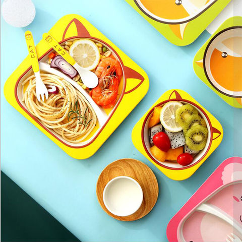 China Naturally Bamboo Fiber Kids Dish Set Reusable 5 Piece Set Carton ...