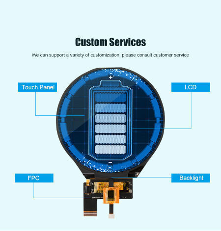 Kingtech 3.4 inch display 800*800 MIPI 3 lane ips round touch panel lcd display screen, mipi ...
