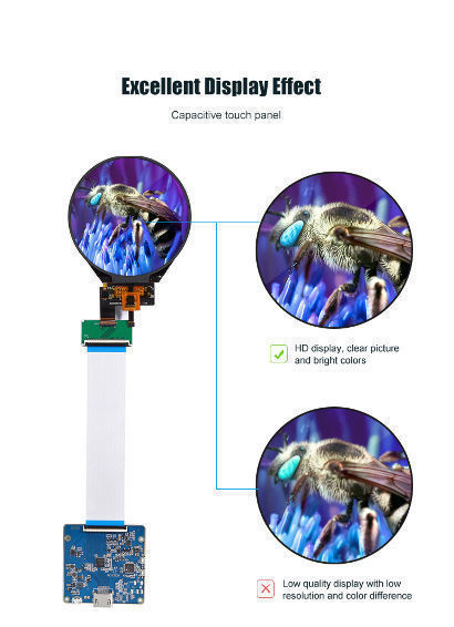 Kingtech 3.4 inch display 800*800 MIPI 3 lane ips round touch panel lcd display screen, mipi ...