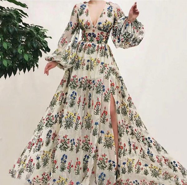 Vintage flora dress with sleeve, women dress flora dress sleeve wedding ...