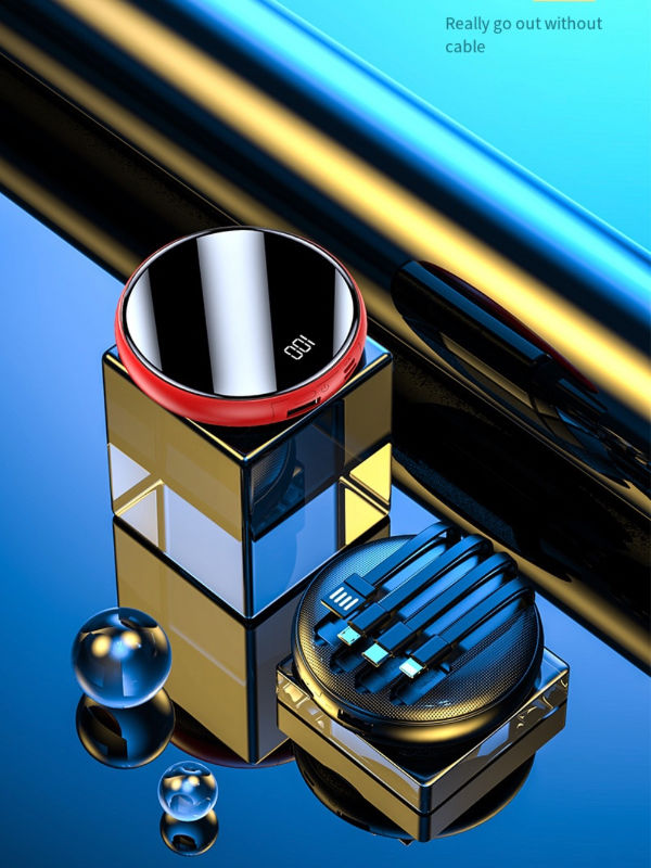 China Round Shape Built-in Cable Portable Mini Charger Mobile Powerbank ...