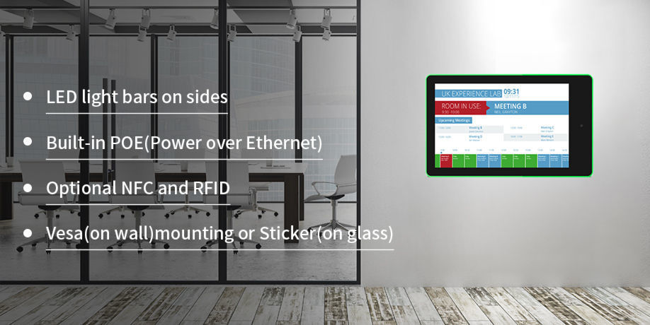 China Meeting room booking display 10 inch ips screen wifi rj45 wall ...