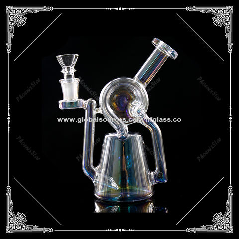 China Glass Bong Smoking Water Pipe Holographic Rainbow Recycler ...