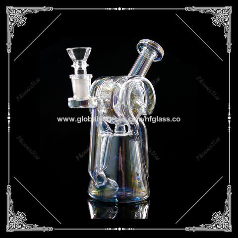 China Glass Bong Smoking Water Pipe Holographic Rainbow Recycler ...