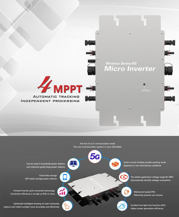 China WVC-1200 Waterproof Solar Micro Inverter With 433MHz Wireless ...