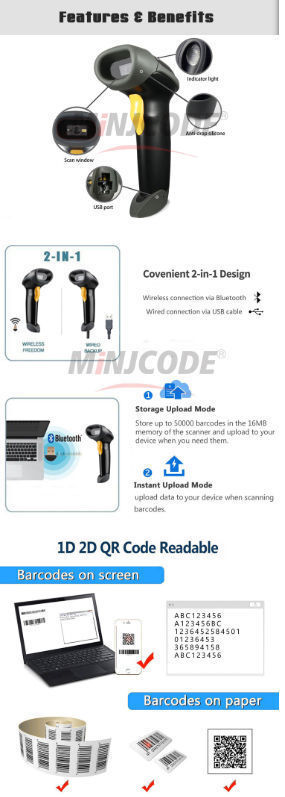 China MINJCODE MJ2880 Wired Bar Code Scanner Handheld 2D Barcode ...
