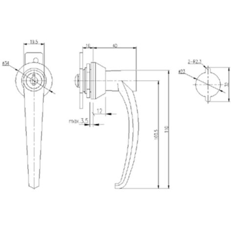 China L-handle Panel Latch, Machine Lock, Filing Cabinet Lock and ...