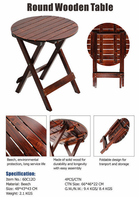 China HOMFUL Camping Wood Table Foldable Round Wood Table on Global ...