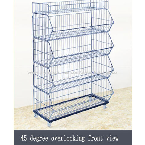 China Supermarket stacking wire basket, collapsible wire display basket ...