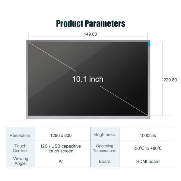 China Kingtech 10.1 inch display screen IPS 1280x800 wide temperature TFT LCD touch panel on ...