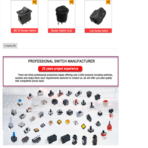 China Rocker switch,3A 12V 2 right angled pin defond miniature custom ...