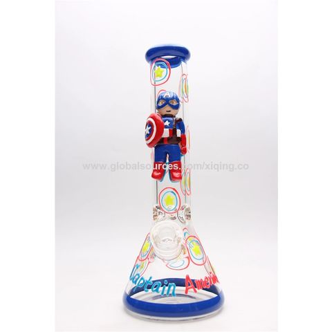 China 3D Painting Captain America Night Luminous Glass Smoking Water ...