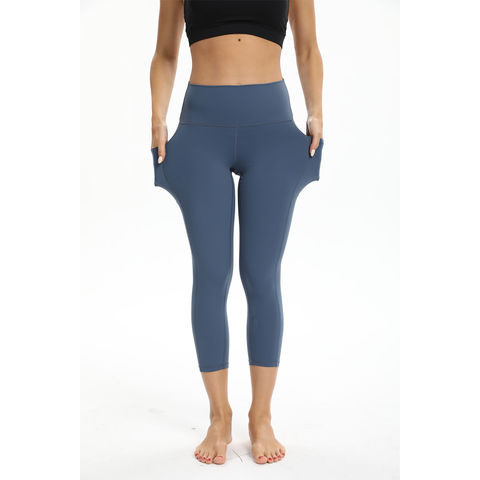 China Cropped yoga pants Side pocket Workout pants Cropped fitness ...