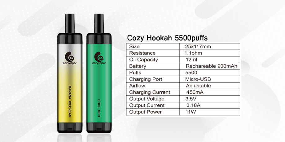 China Cozy Hookah 5000puffs Nic Salt Prefilled disposable hookah on ...