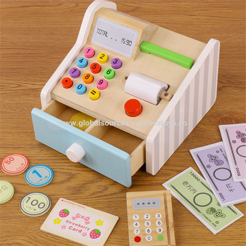 China New design realistic wooden cashier toy for kids pretend play ...
