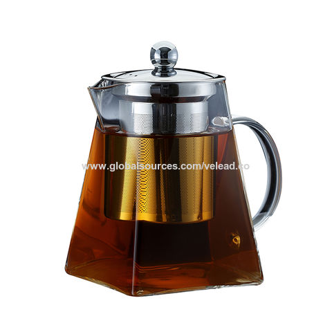 China Hot Style pyramid shape Glass Tea Pot With Removable Stainless ...
